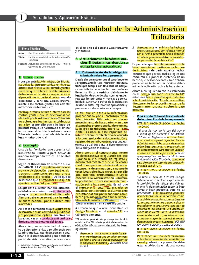 Discrecionalidad SUNAT | PDF | Mandato | Conceptos legales