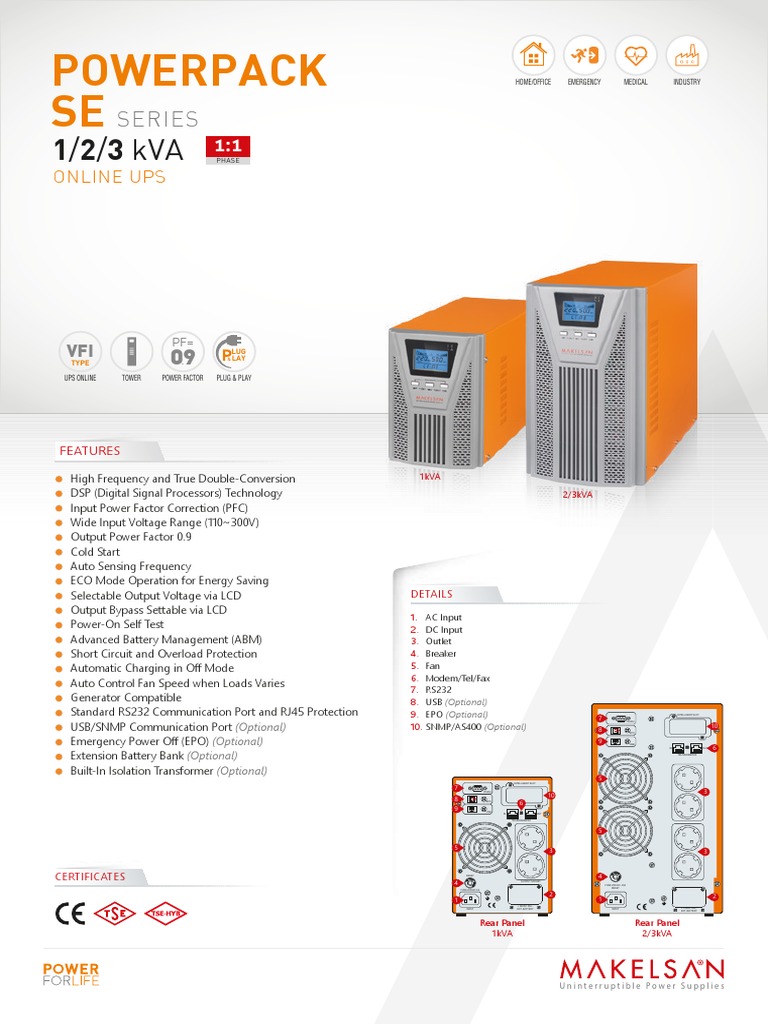 Powerpack Se Series 1 2 3 Kva | PDF | Power Supply | Mains Electricity