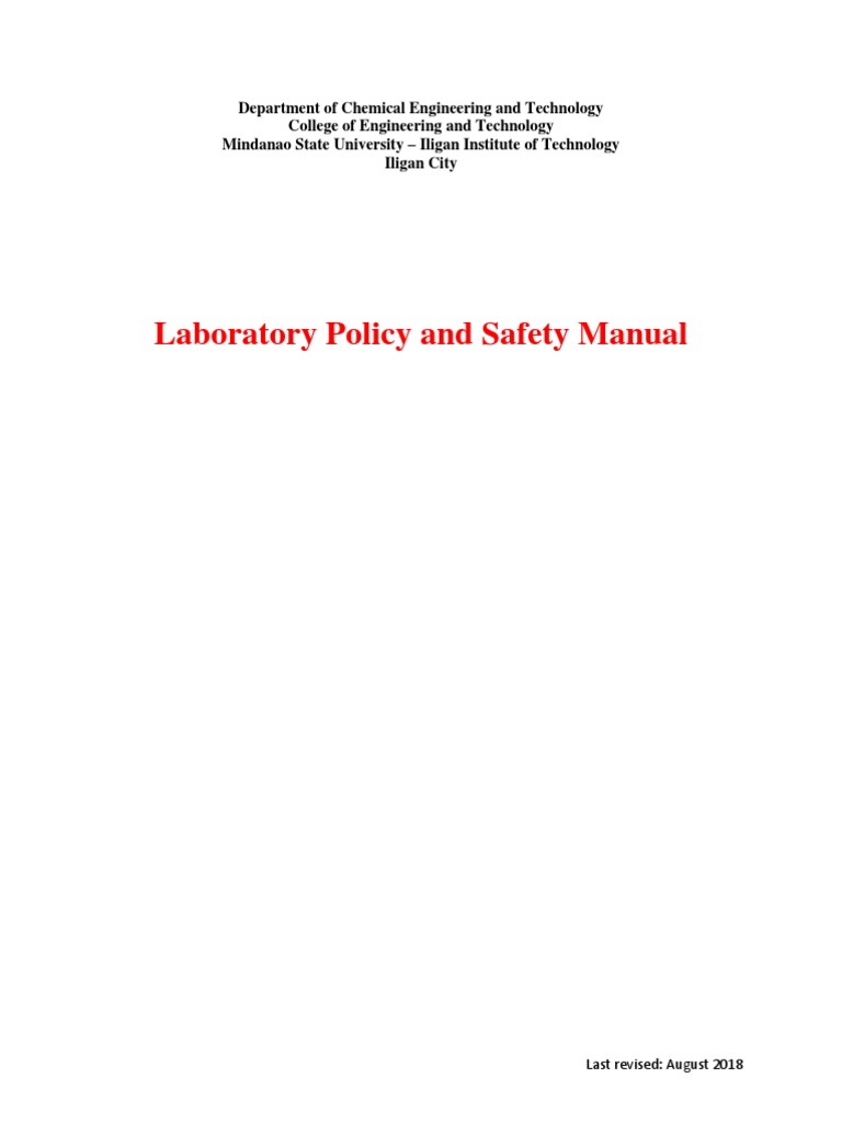Laboratory Safety Manual | PDF | Personal Protective Equipment ...