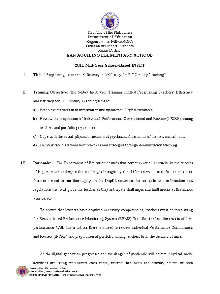San Aquilino Elementary School 2021 Mid-Year School-Based INSET | PDF ...