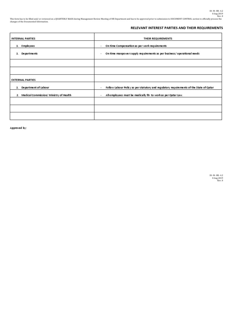 Interested Parties and Thier Requirements | PDF