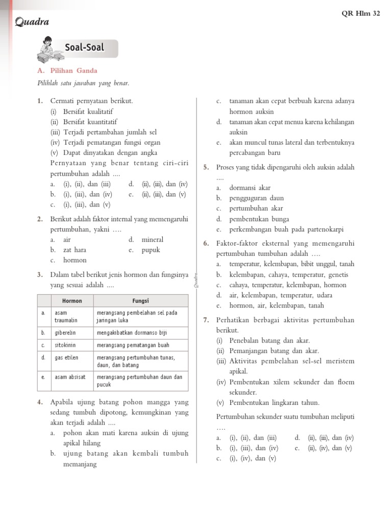 Latihan Soal Pertumbuhan Dan Perkembangan | PDF