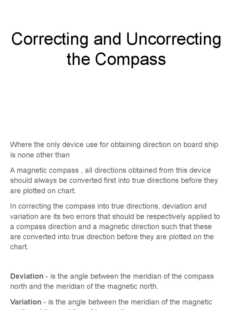 Correcting and Uncorrecting The Compass | PDF