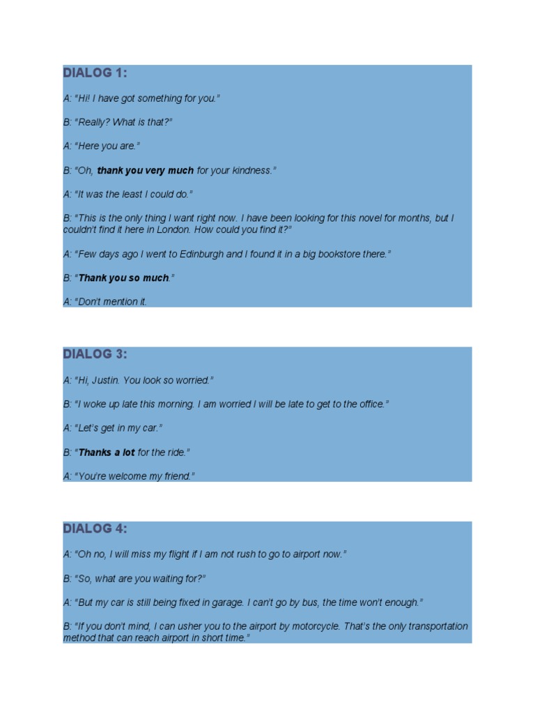 Contoh Dialogue Thanking | PDF
