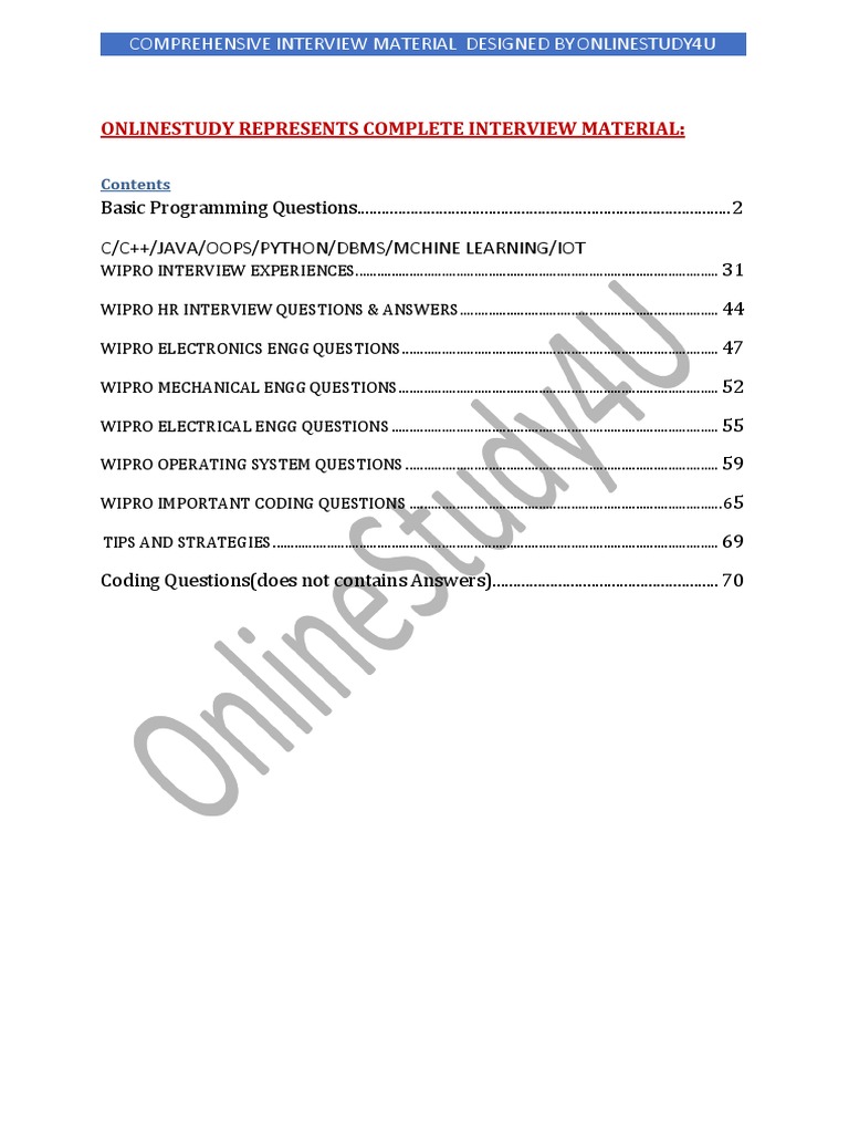 Wipro Interview Prep Guide | PDF | Java Virtual Machine | Class (Computer Programming)