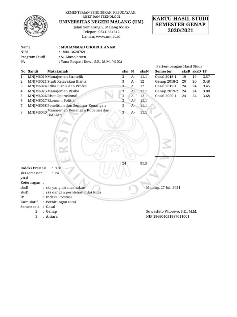Https Siakad - Um.ac - Id Khs ...