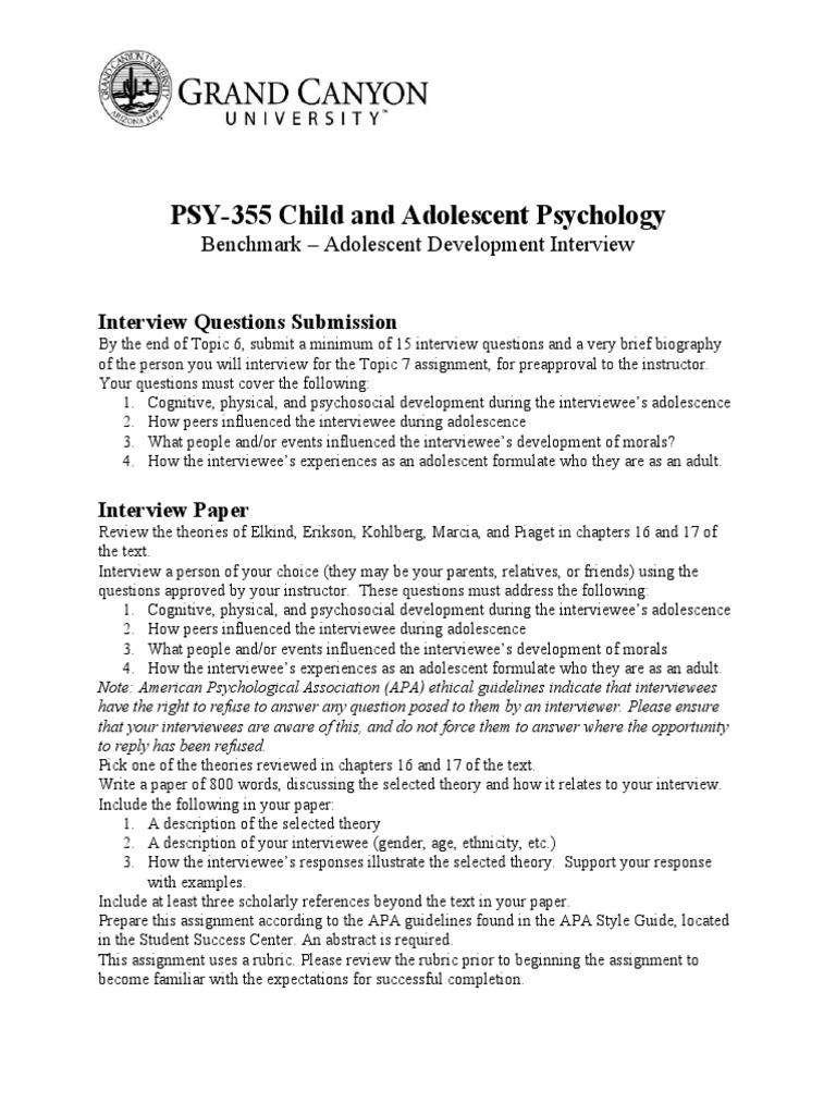 Adolescent Development Interview Guide | PDF | Developmental Psychology ...