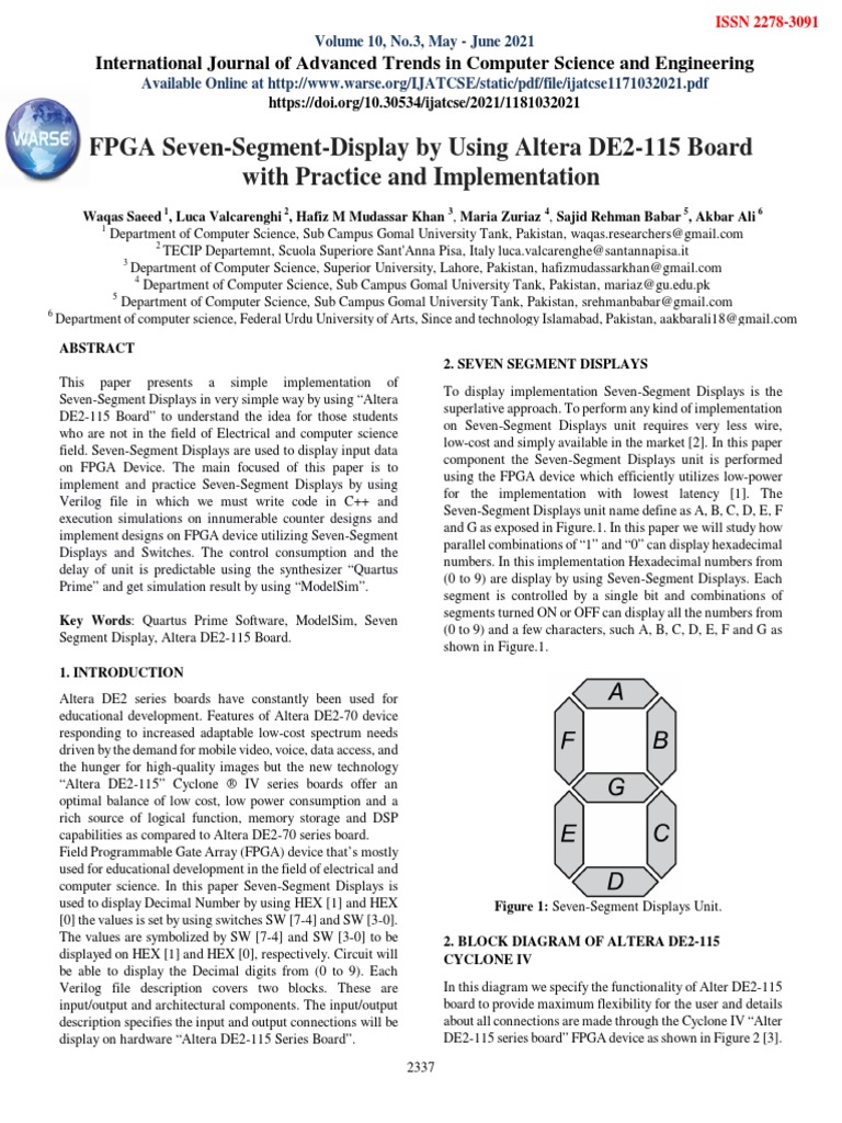 FPGA Seven-Segment-Display by Using Altera DE2-115 Board With Practice and Implementation | PDF ...