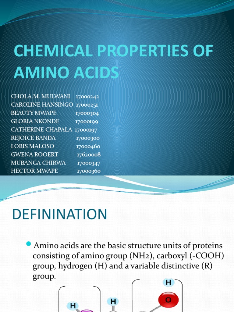 Chemical Properties of Amino Acids | PDF | Amino Acid | Amine