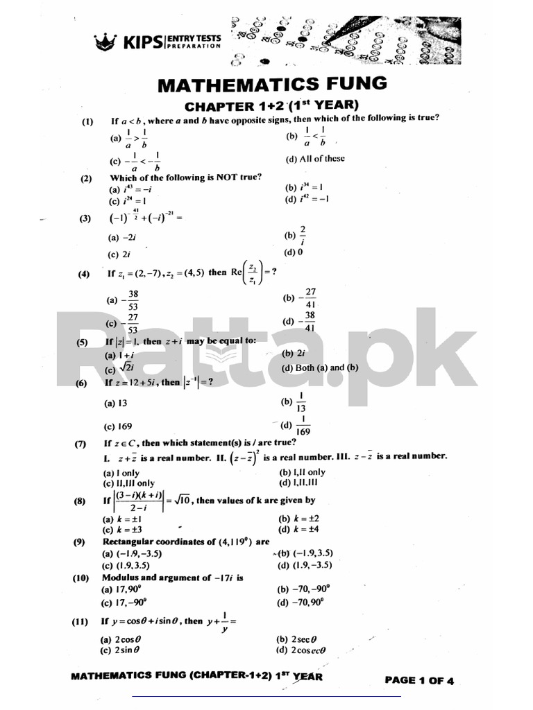 KIPS Maths ClassTests | PDF