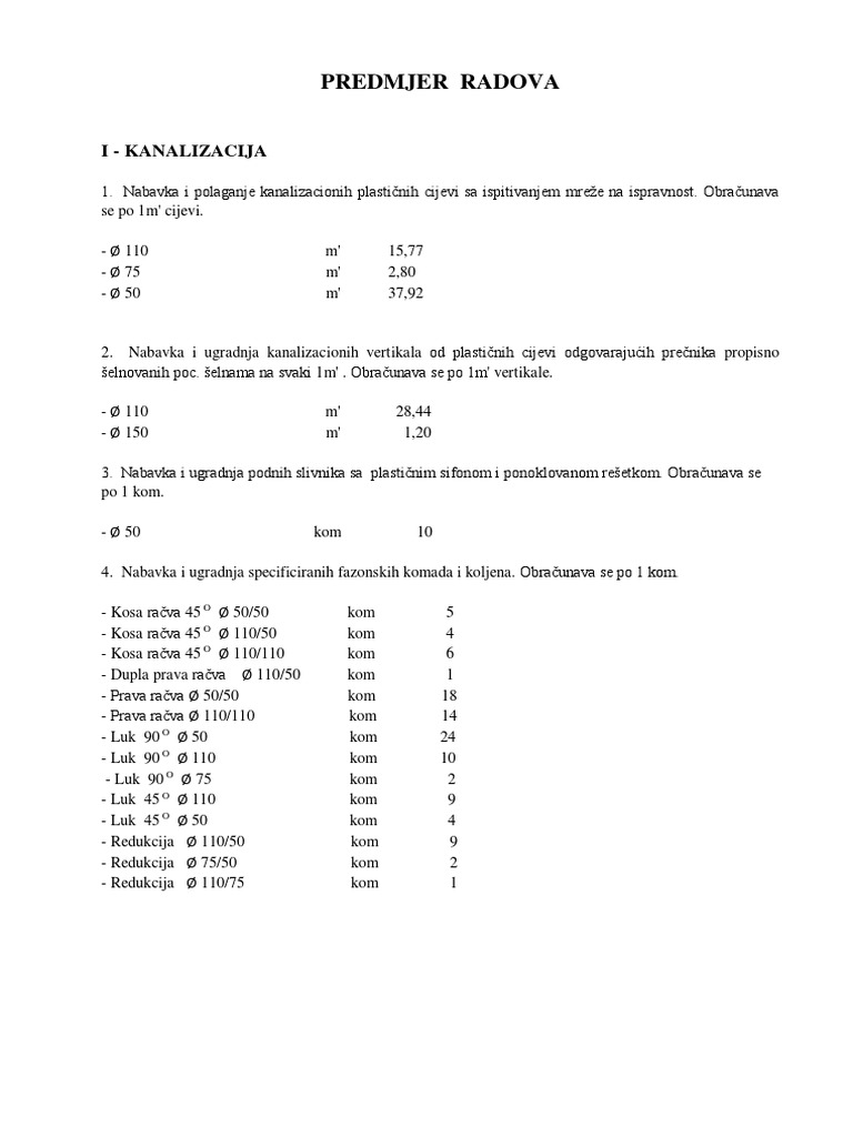 Predmjer I Predračun Radova | PDF