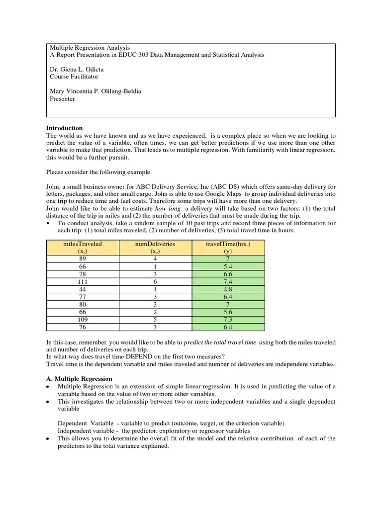 Multiple Regression | PDF | Dependent And Independent Variables | Regression Analysis