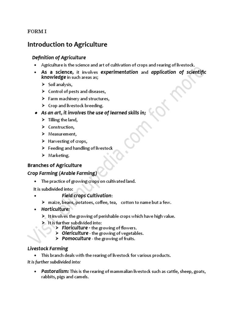 Form 1 Agriculture Notes | PDF | Weathering | Soil
