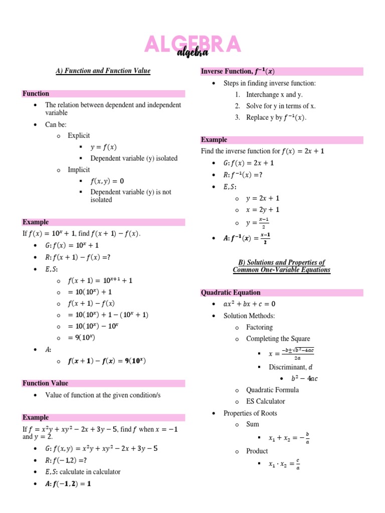 Math Reviewer | PDF | Abstract Algebra | Algebra