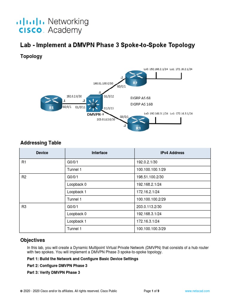 19.1.4 Lab - Implement A DMVPN Phase 3 Spoke To Spoke Topology | PDF ...