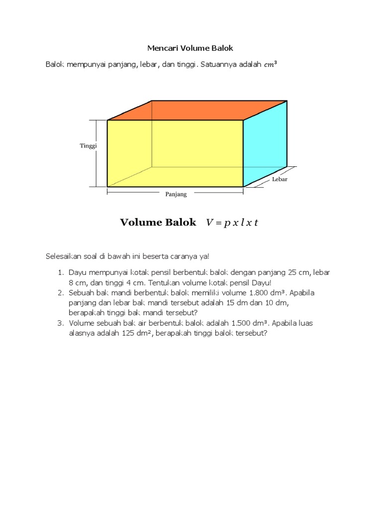 Materi Volume Balok | PDF | Griya & Taman | Seni