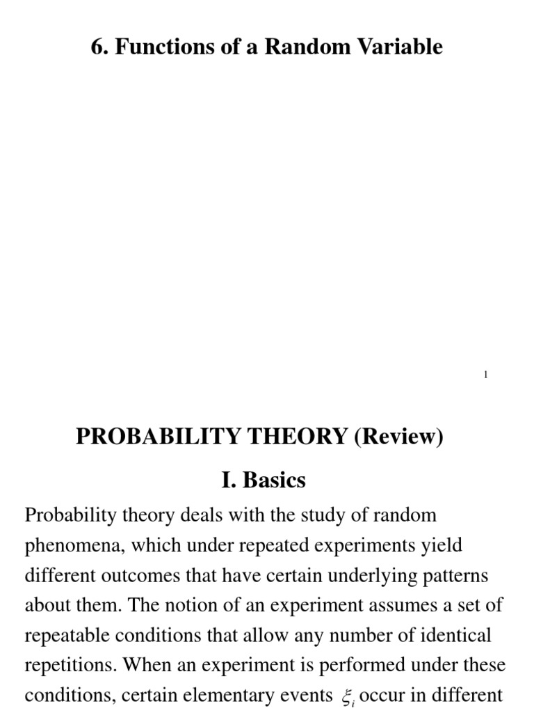 Chapter 6 (FUNCTIONS OF RV TRANSFORMATIONS) | PDF | Random Variable | Probability Density Function
