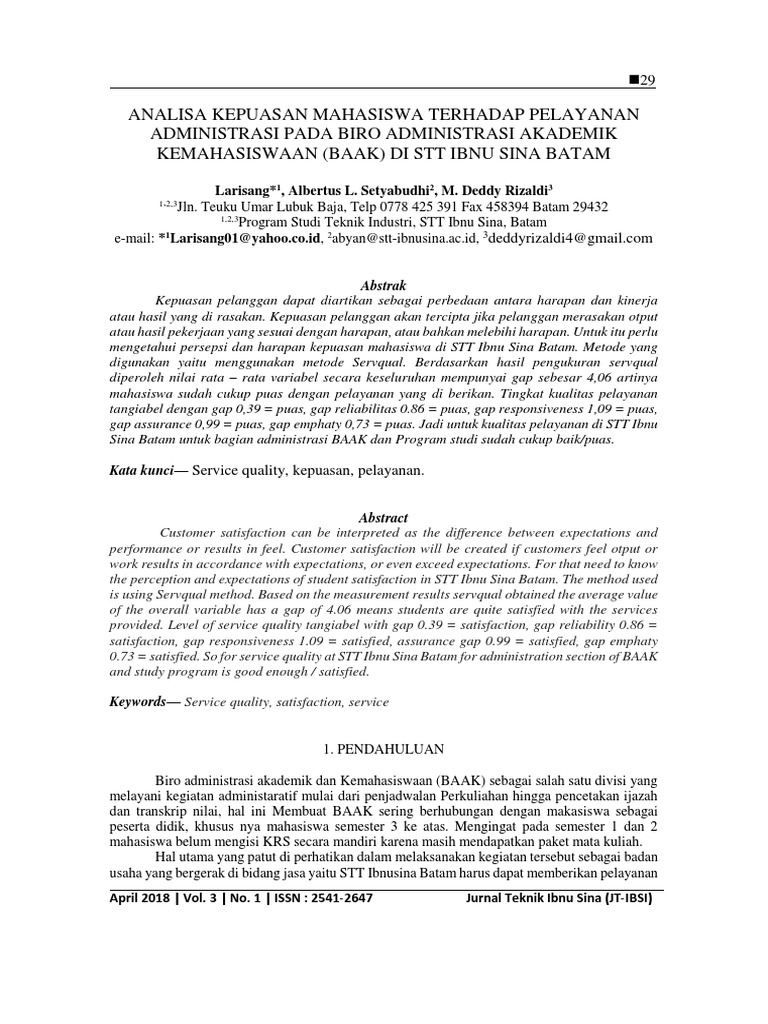 Kepuasan Mahasiswa BAAK STT Ibnu Sina | PDF