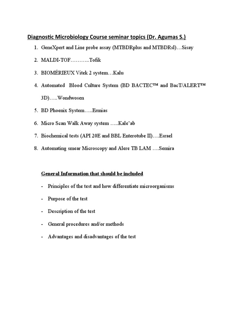Diagnostic Microbiology Seminar | PDF