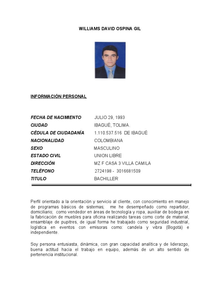 Hoja de Vida Williams | PDF | Science | Ciencia y Tecnología