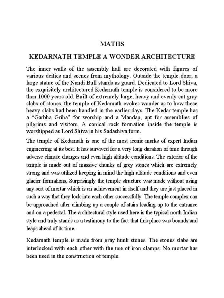 Kedarnath Temple A Wonder Architecture | PDF