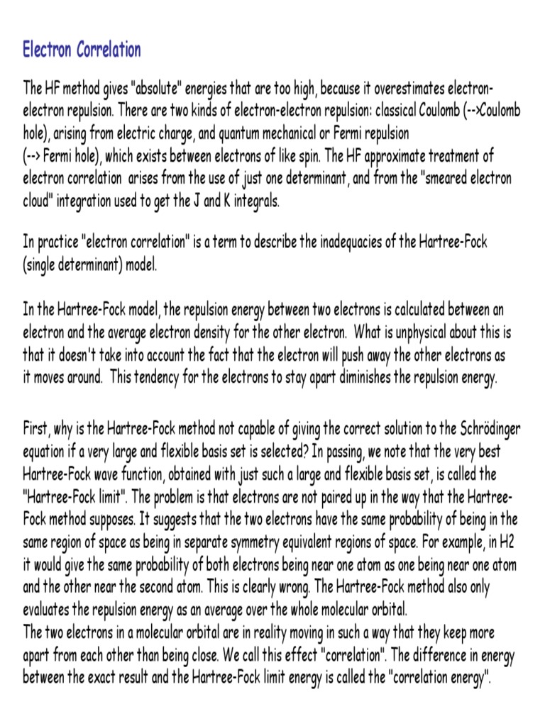 Correlation | PDF | Hartree–Fock Method | Atomic Physics