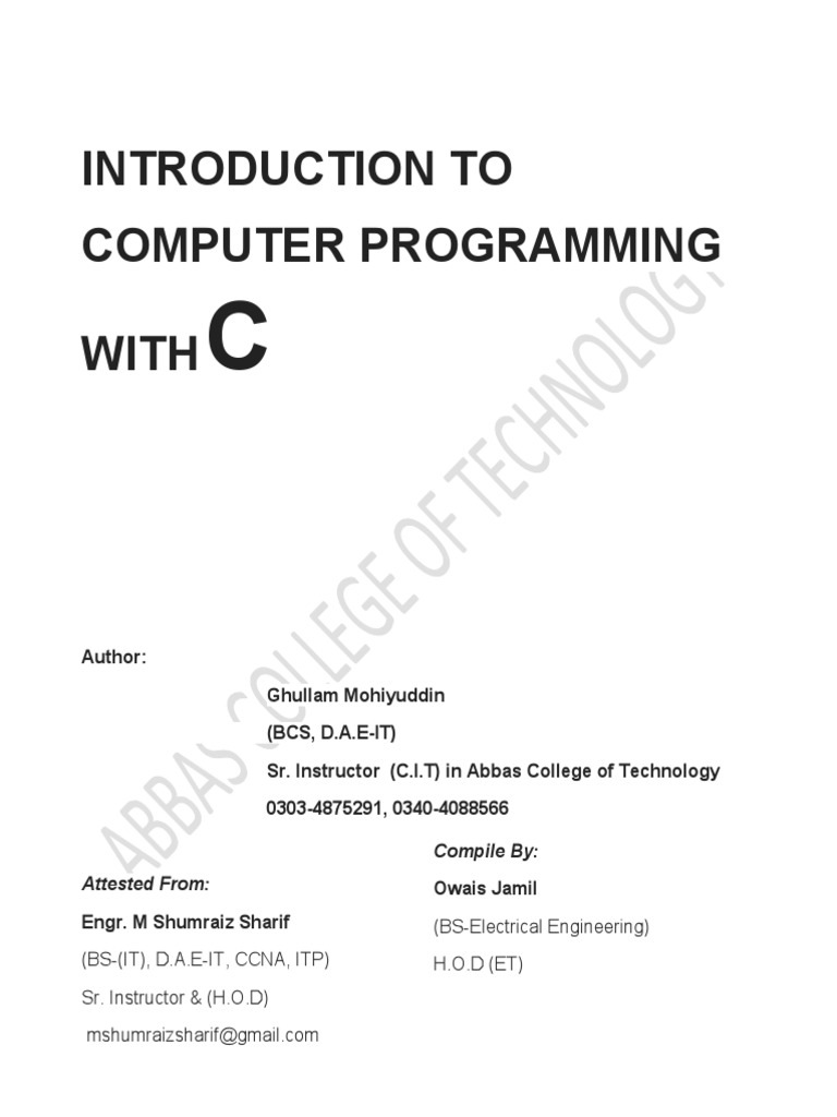 CIT-113 by GM & Engr M Shumraiz Sharif | PDF | Array Data Structure | C (Programming Language)