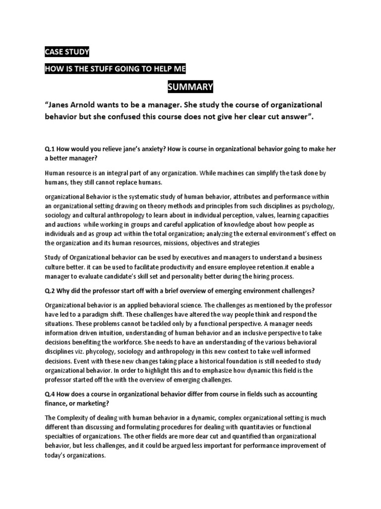 Solve Case Study '' How Stuff Going To Help Me'' | PDF | Organizational ...