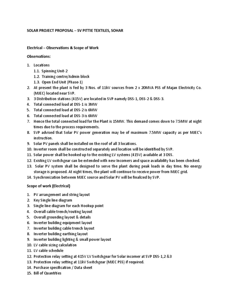 Solar Project Proposal - SV Pittie Textiles, Sohar | PDF | Solar Power ...
