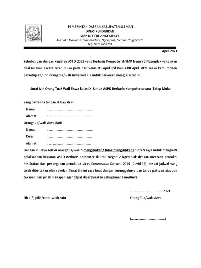 Surat Persetujuan-Izin Aspd | PDF