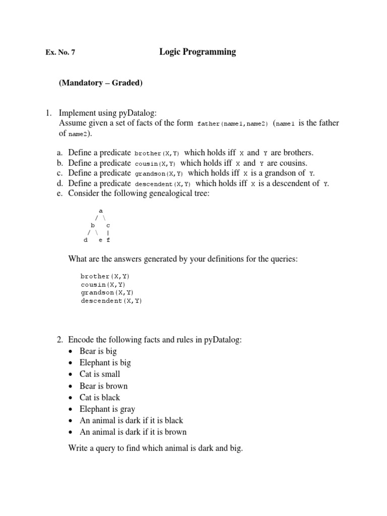 (Mandatory - Graded) : Logic Programming | PDF