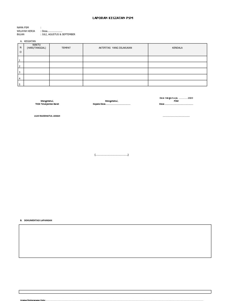 Laporan Kegiatan PSM | PDF
