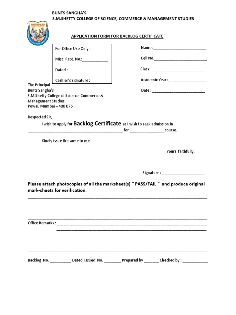 5dc3be87ed8f8 Application Procedure For Backlog Certificate | PDF | Business