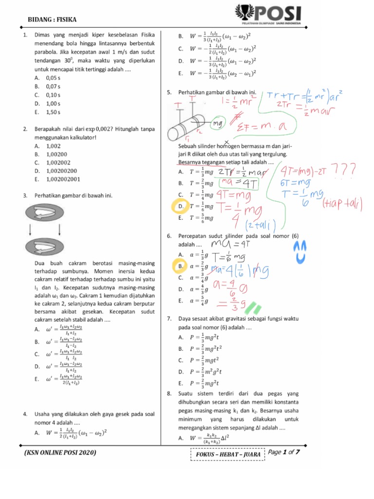 Soal Fisika - KSN Online Posi 2020-1 | PDF