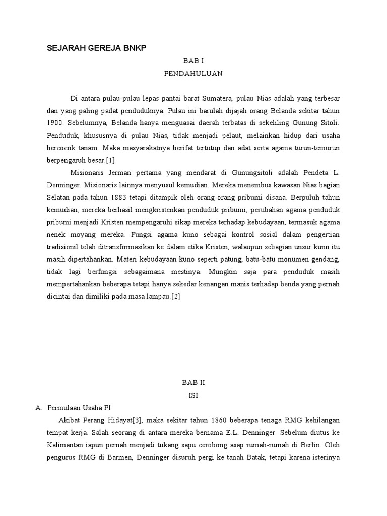 Sejarah Gereja BNKP | PDF
