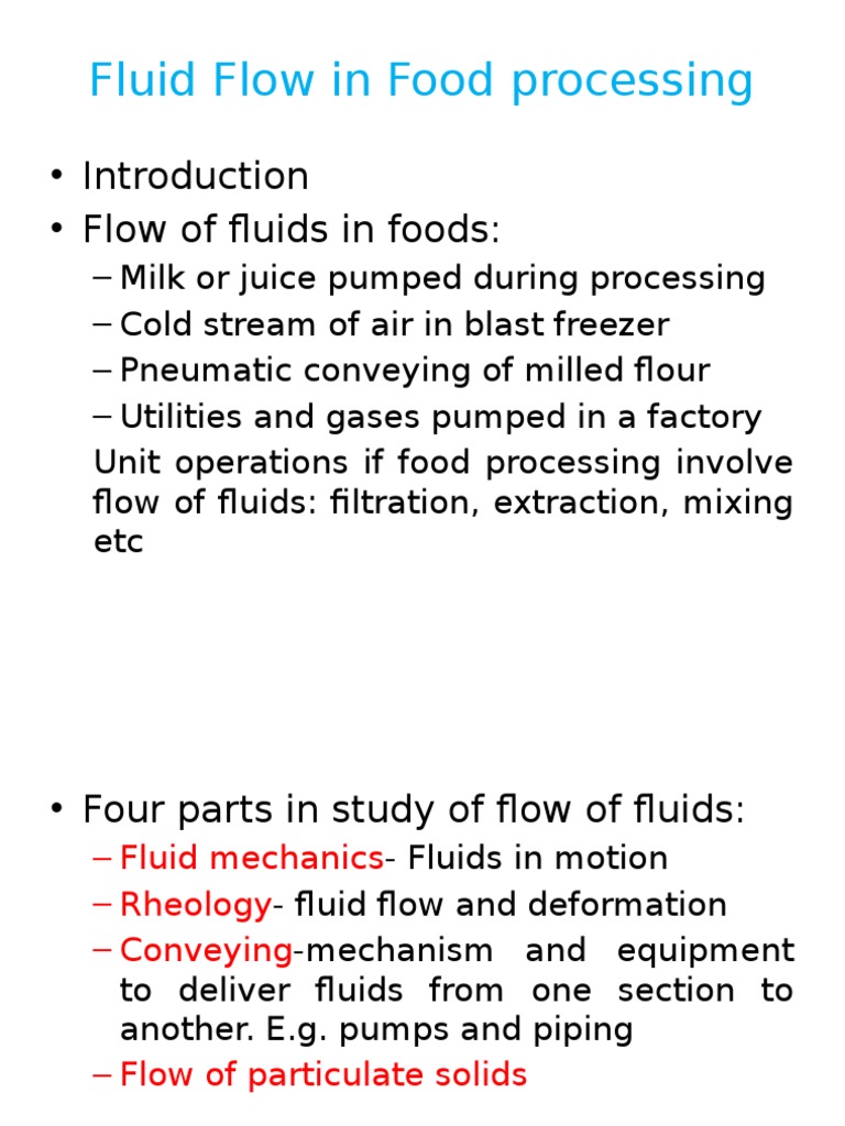 Fluid Flow in Food Processing | PDF | Reynolds Number | Laminar Flow