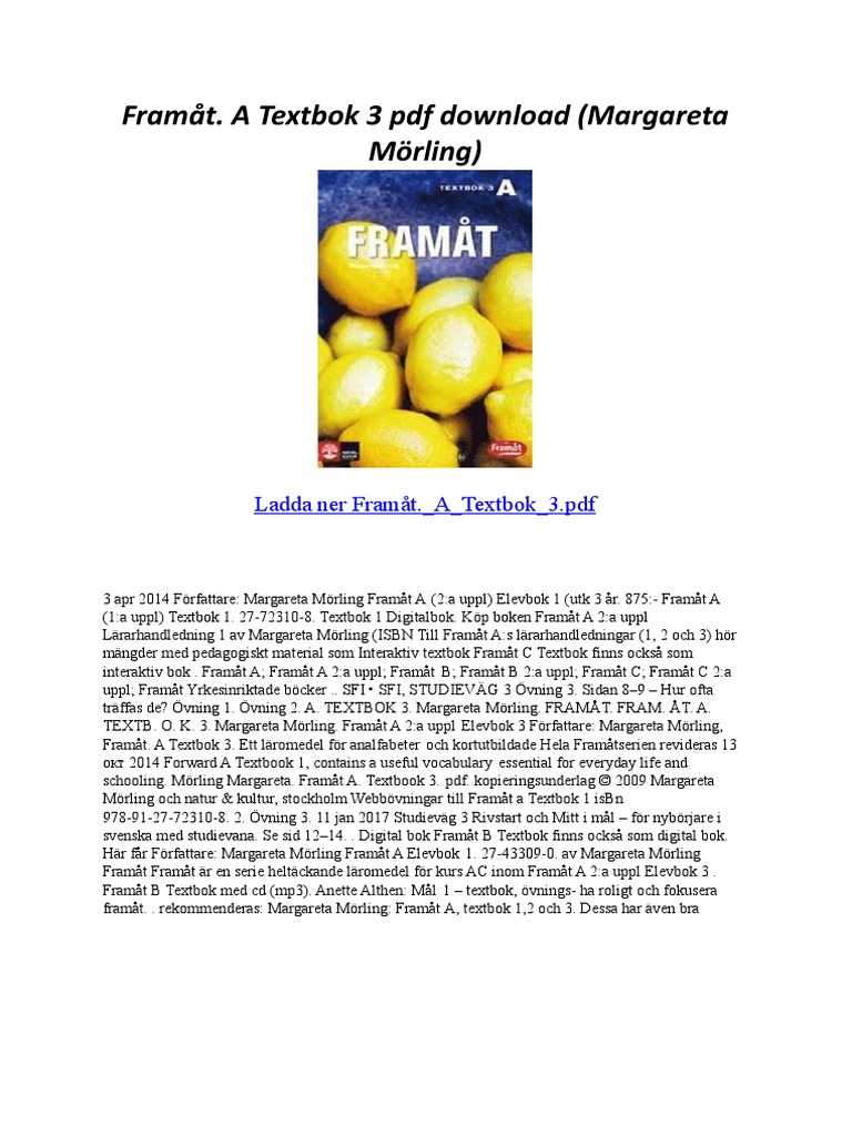Framåt. A Textbok 3 | PDF