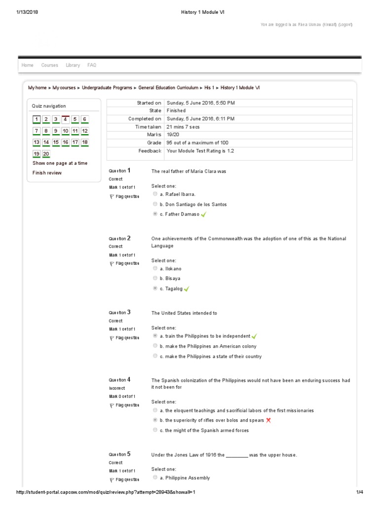 History 1 Module VI Test | PDF | Philippines | Unrest