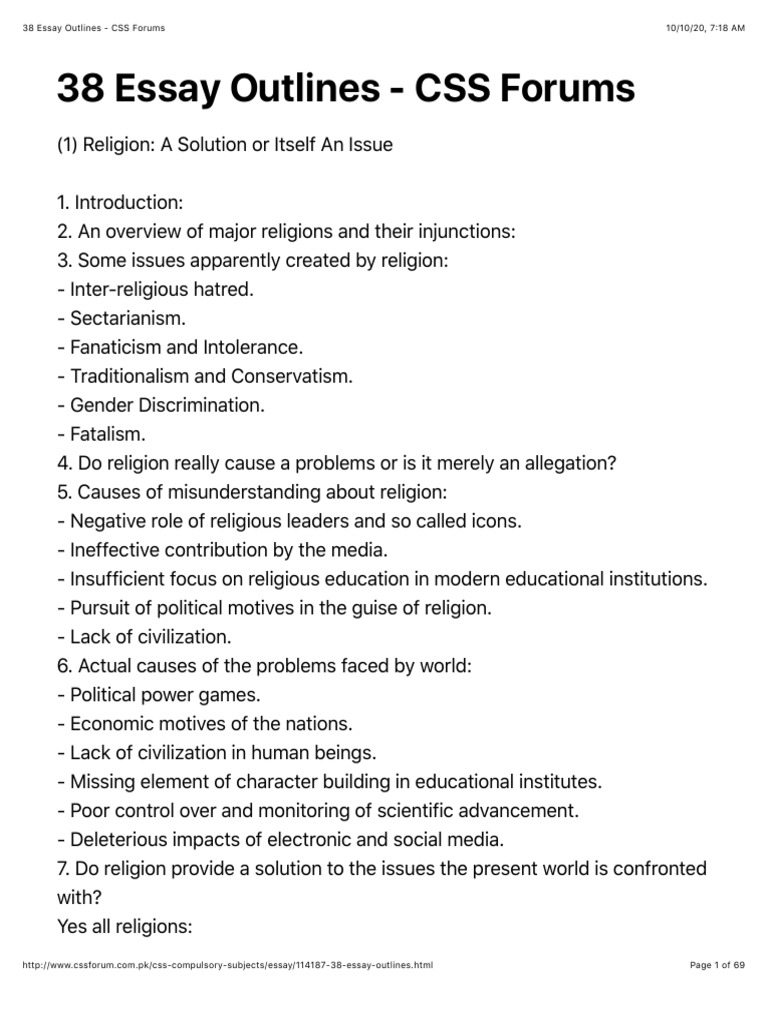 38 Essay Outlines - CSS Forums | PDF | Governance | Poverty