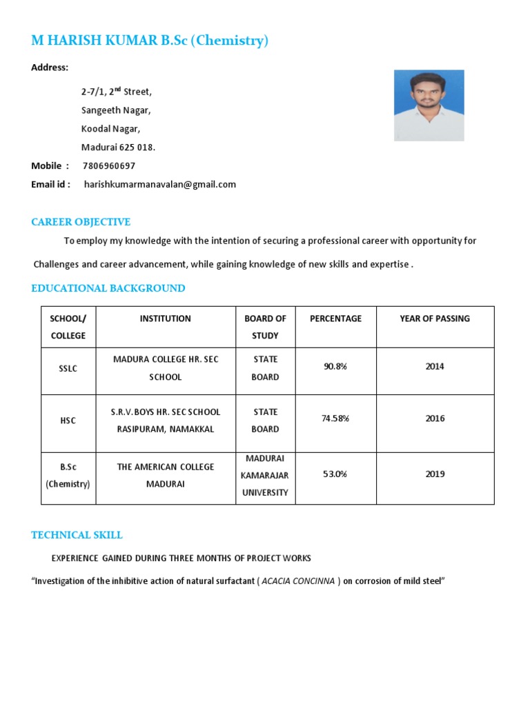 Harish Kumar Resume With Interests | PDF | Cognition | Science