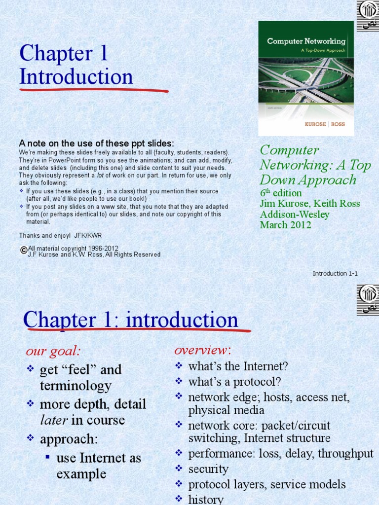 Computer Networking: A Top Down Approach: A Note On The Use of These ...