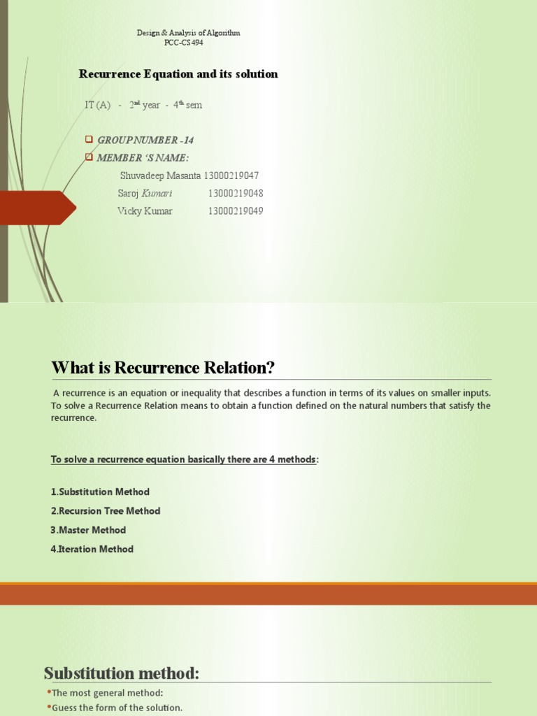 Recurtion Equation and ITS SOLUTION | PDF | Recurrence Relation | Recursion
