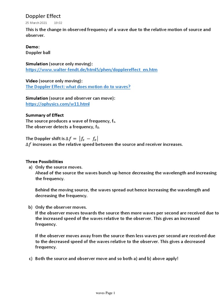 1 The Doppler Effect | PDF | Art | Technology & Engineering