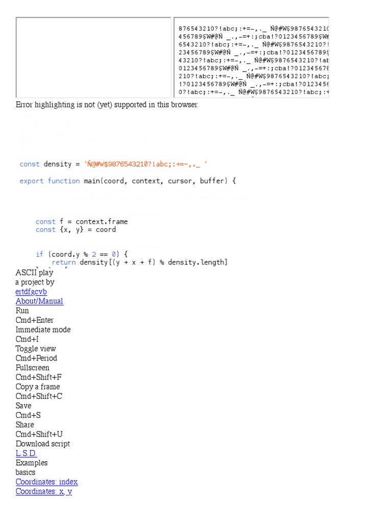 Error Highlighting Is Not (Yet) Supported in This Browser.: 'Ñ@#W ...
