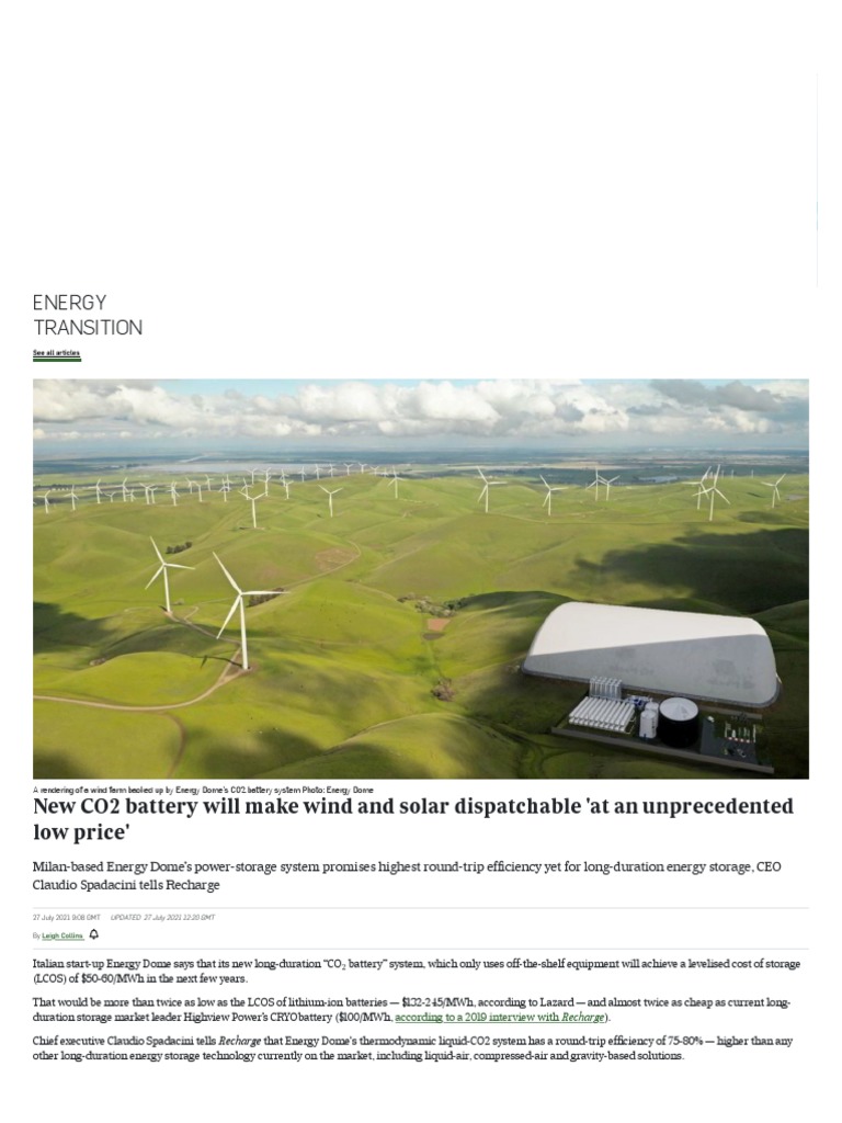 New CO2 Battery Will Make Wind and Solar Dispatchable 'At An ...