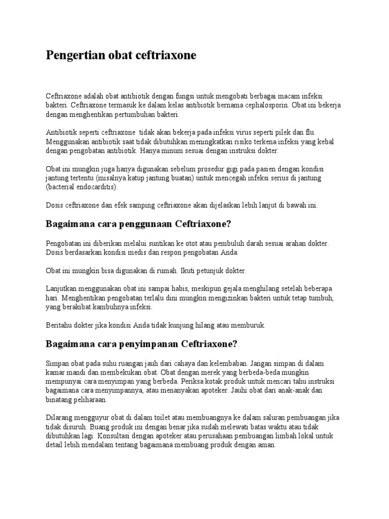 Pengertian Obat Ceftriaxone | PDF