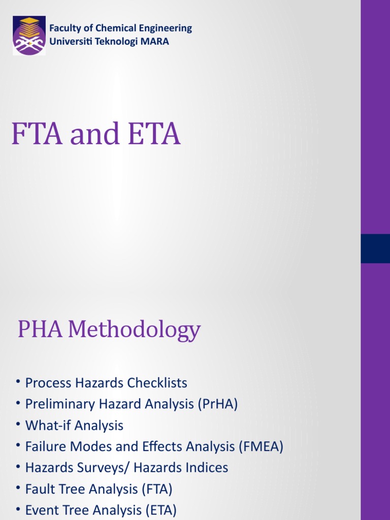 Fta and Eta: Faculty of Chemical Engineering Universiti Teknologi MARA ...