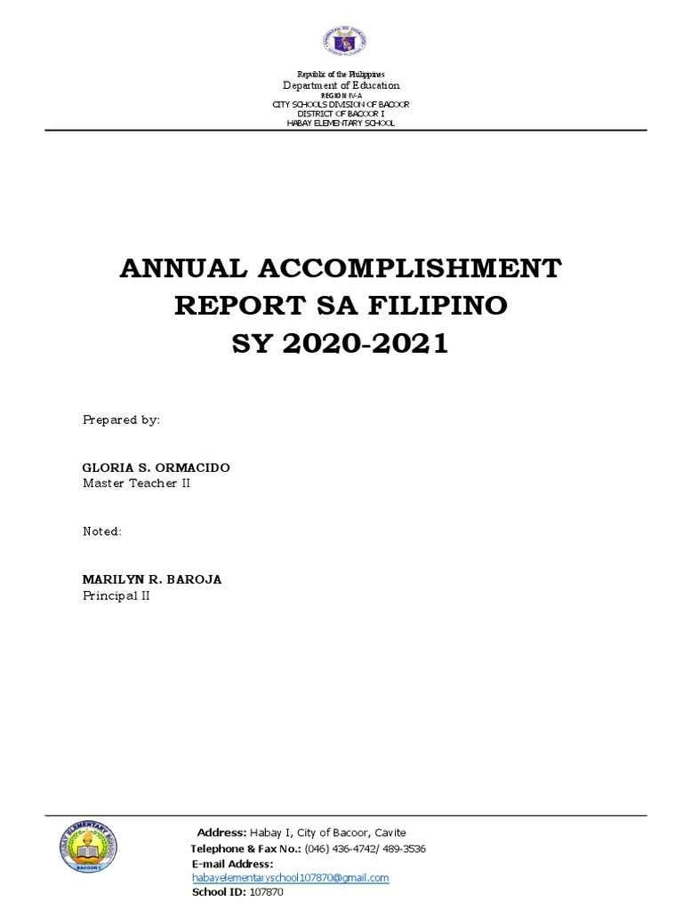 Annual Accomplishment Report 2020-2021 | PDF | Further Education