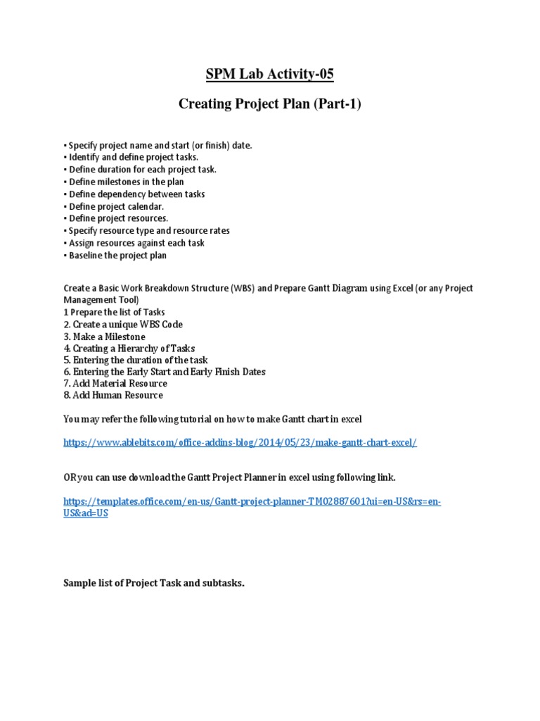 LAB Activity 5 - Create Project Plan (Part 1) | PDF