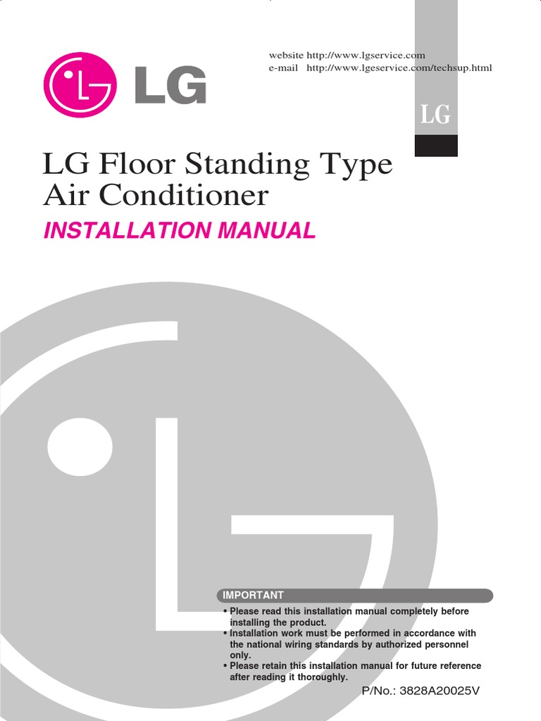 LG Floor Standing Type Air Conditioner: Installation Manual | PDF ...